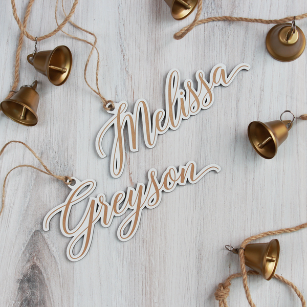 Script Name Stocking Tag - Wood - Pomp & Revel